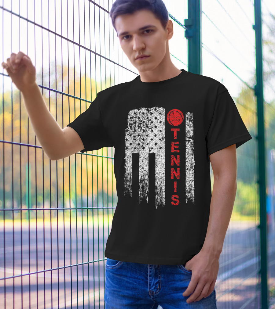 USA Red White Tennis Boys American Grunge T-Shirt