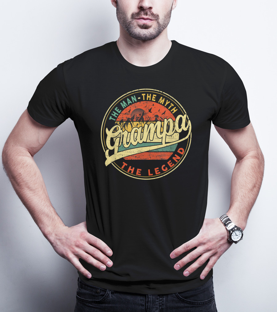 The Man The Myth The Legend Grampa Vintage Sunset T-Shirt