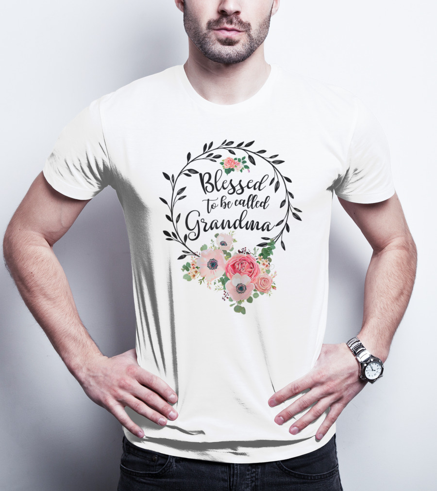 Blessed To Be Called Grandma Floral Wreath T-Shirt