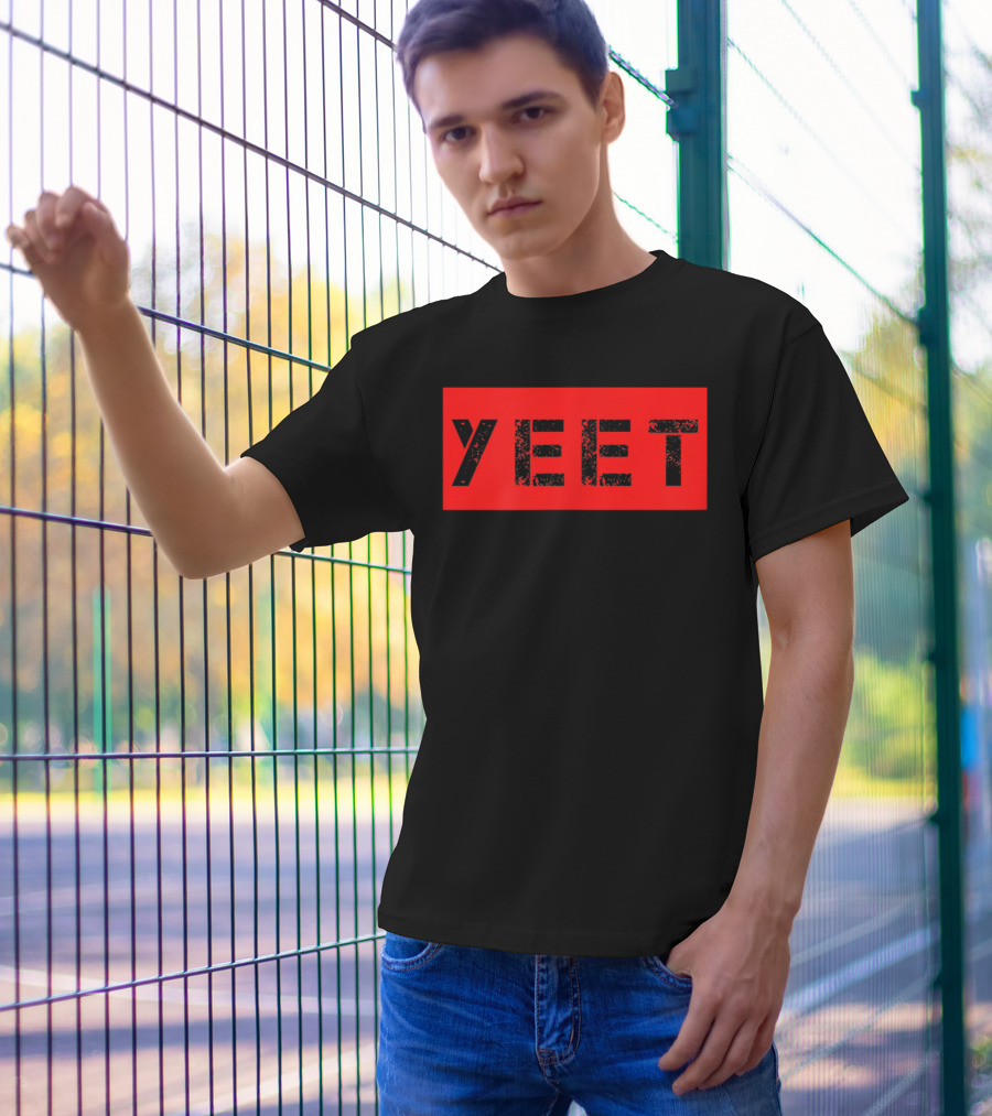 Yeet Meme Gamer Millennial Slogan Bold Red Block Text T-Shirt