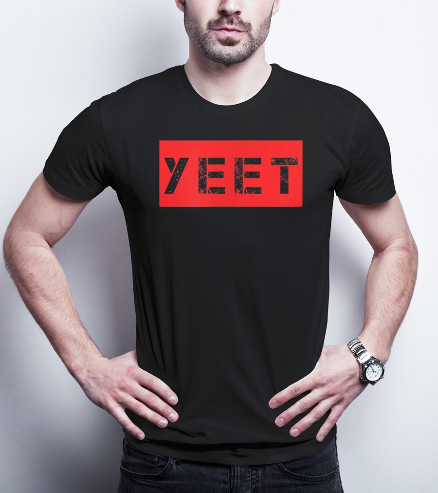 Yeet Meme Gamer Millennial Slogan Bold Red Block Text T-Shirt
