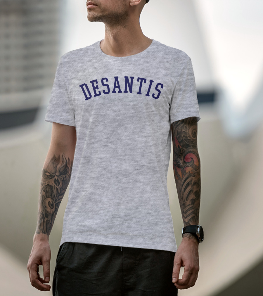 DeSantis Gray Cotton Block Text T-Shirt