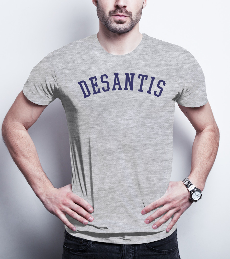 DeSantis Gray Cotton Block Text T-Shirt