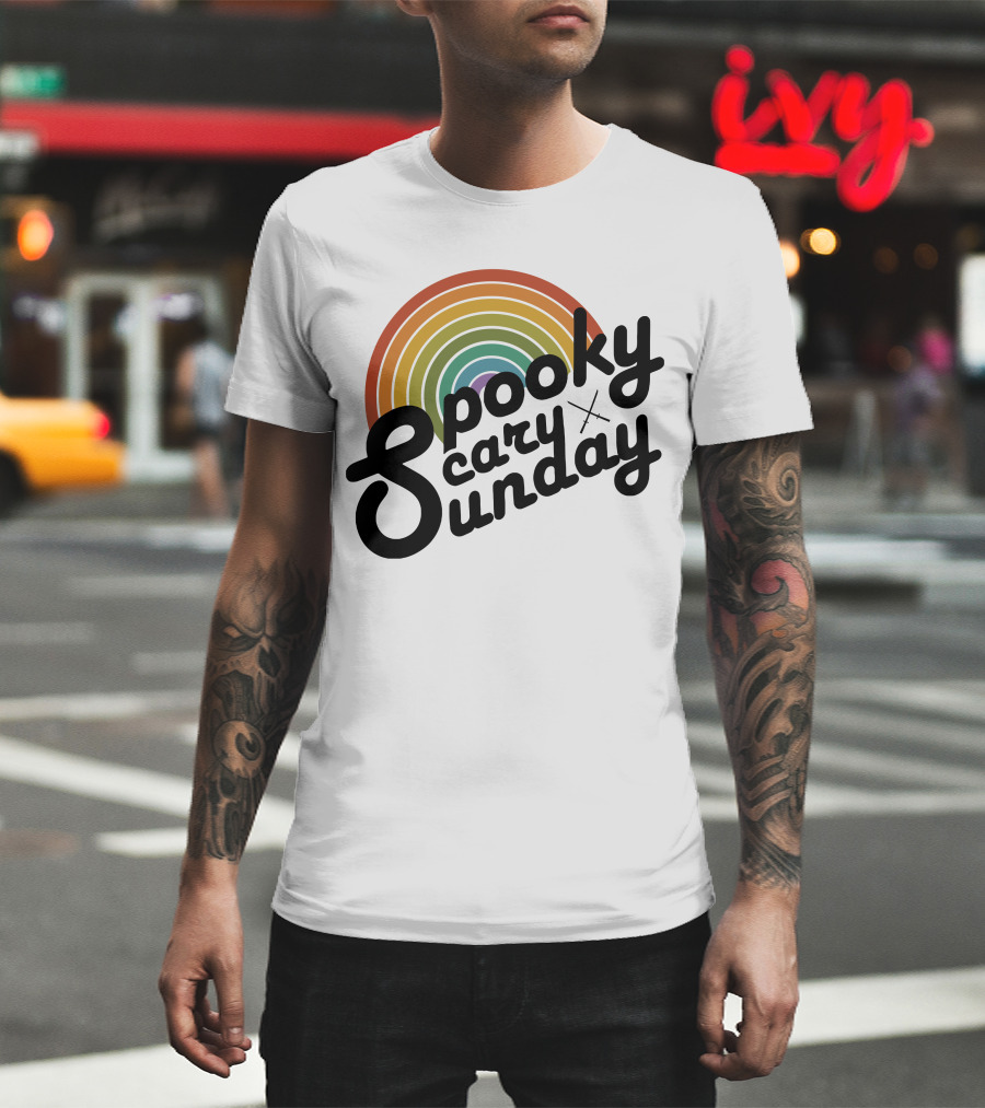 CoryxKenshin Spooky Scary Sunday Retro Rainbow T-Shirt