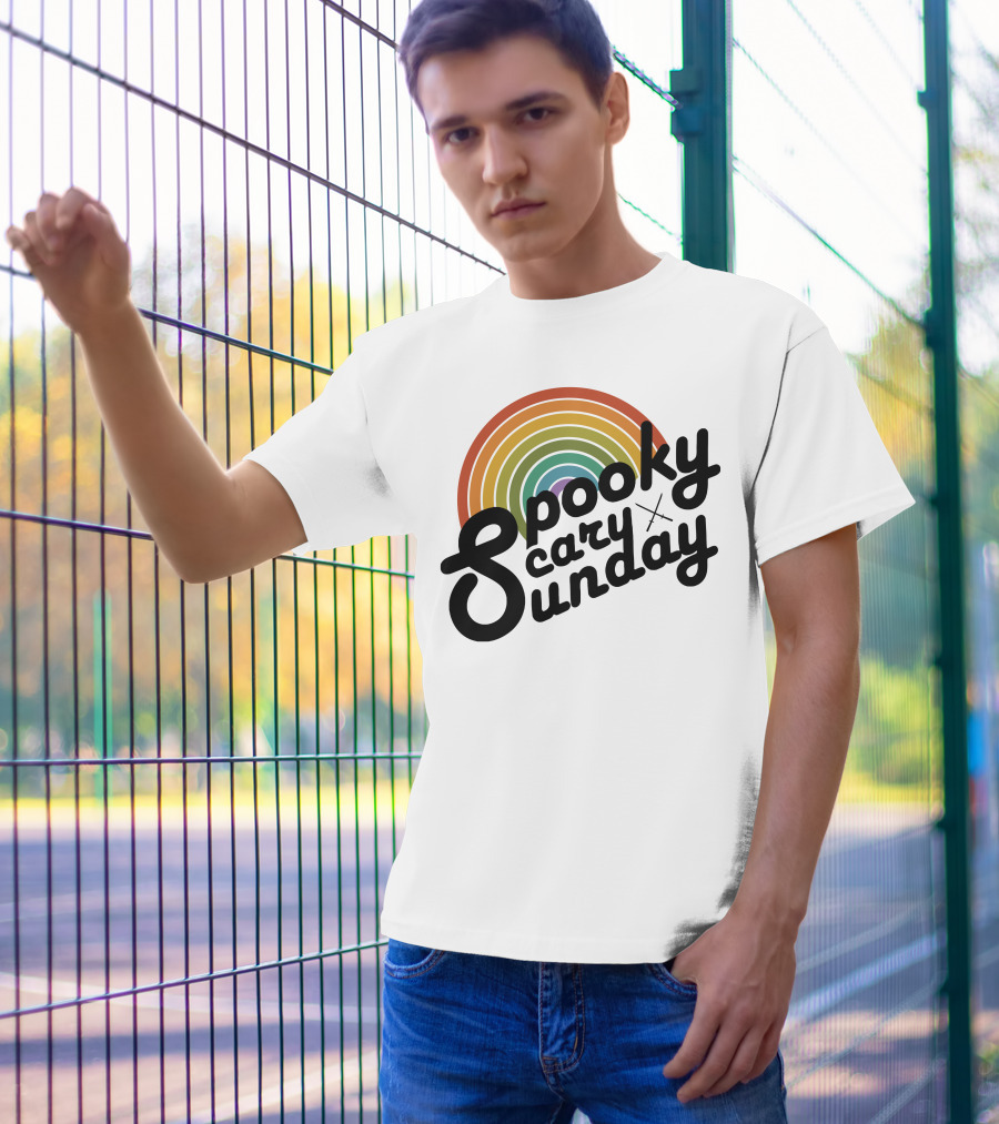CoryxKenshin Spooky Scary Sunday Retro Rainbow T-Shirt