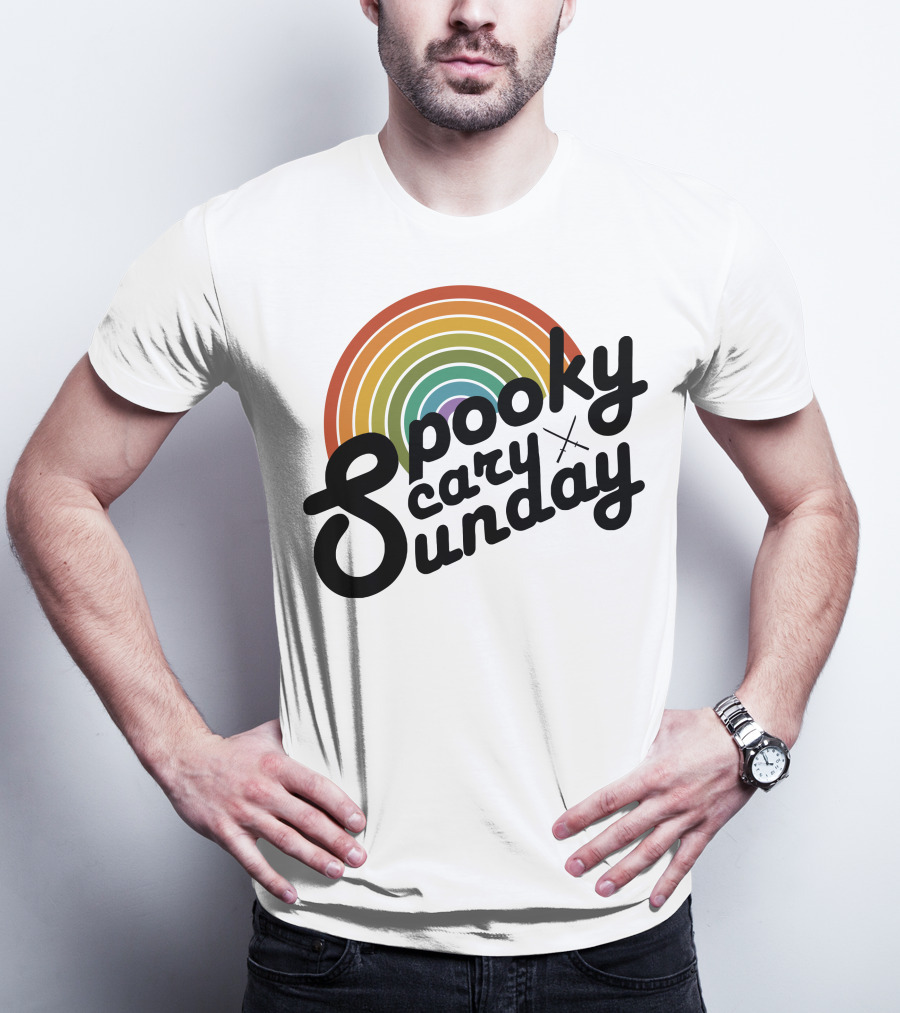 CoryxKenshin Spooky Scary Sunday Retro Rainbow T-Shirt