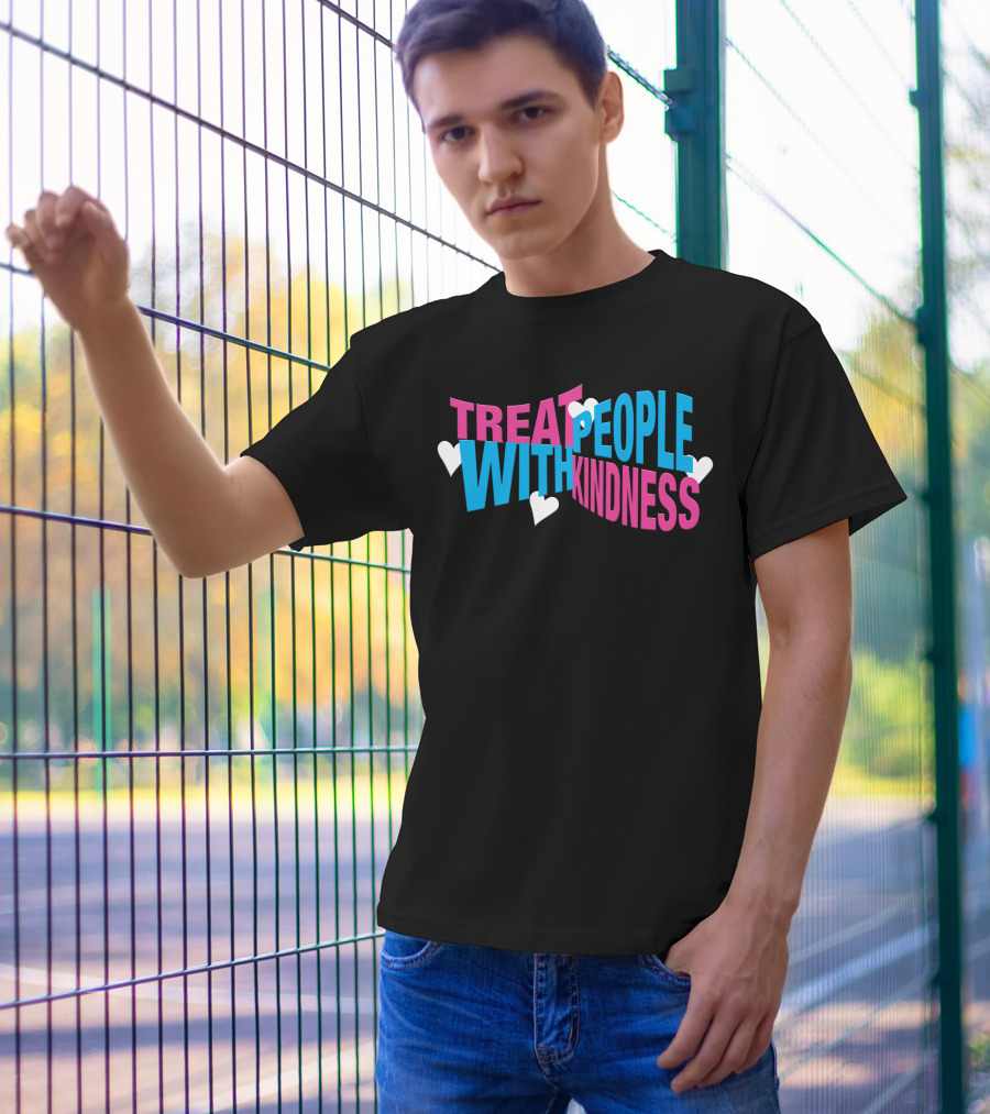 Treat People With Kindness Hearts Bold Letters T-Shirt