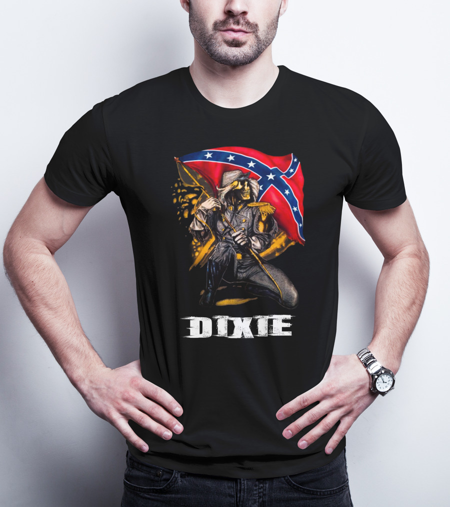 Dixie Confederate Flag Skeleton Soldier T-Shirt