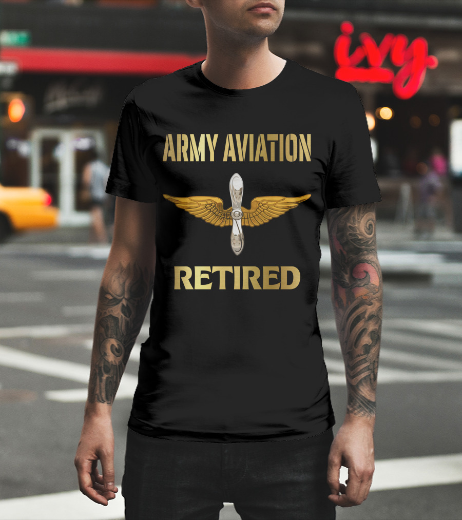 Army Aviation Retired Propeller Wings T-Shirt