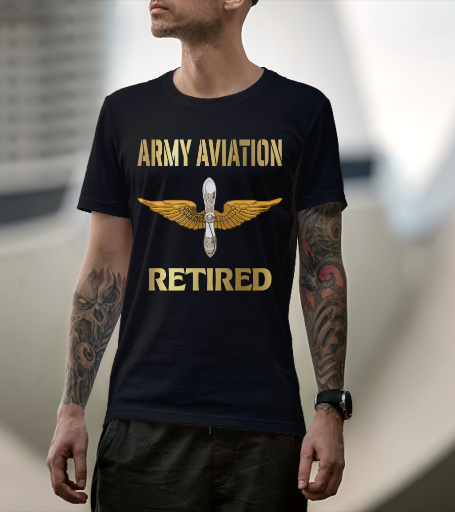Army Aviation Retired Propeller Wings T-Shirt