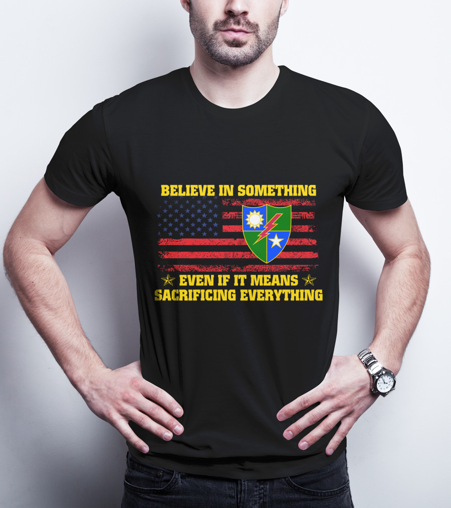 Believe In Something Even If It Means Sacrificing Everything American Flag Shield Stars T-Shirt