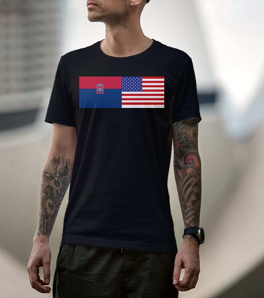 82Nd Airborne Division And American Flag Hklkh1 T-Shirt