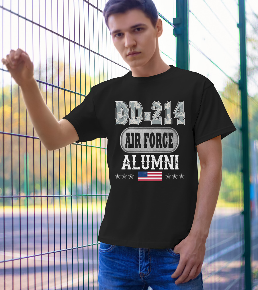 Dd-214 Air Force Alumni Usa Flag Stars T-Shirt