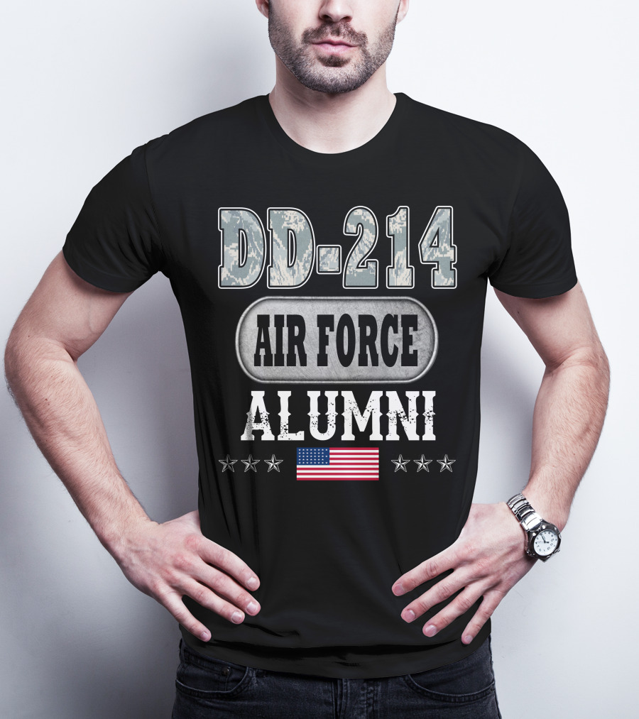 Dd-214 Air Force Alumni Usa Flag Stars T-Shirt
