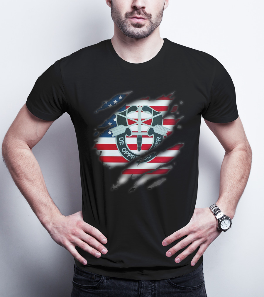 De Oppresso Liber American Flag Special Forces Hlkh148 T-Shirt
