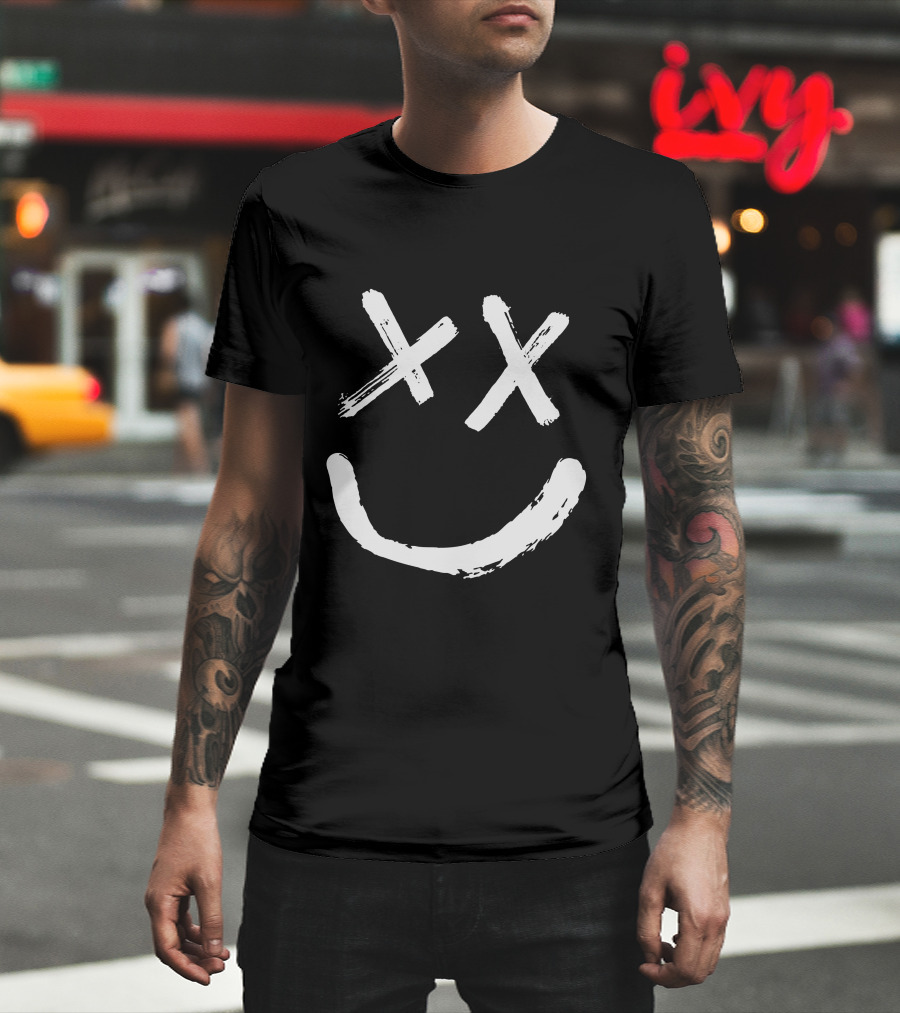 Reverse Smile Distressed Face T-Shirt
