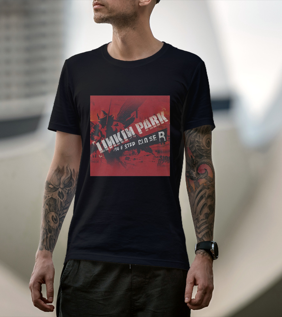 Linkin Park One Step Closer Single Red Grunge Background T-Shirt