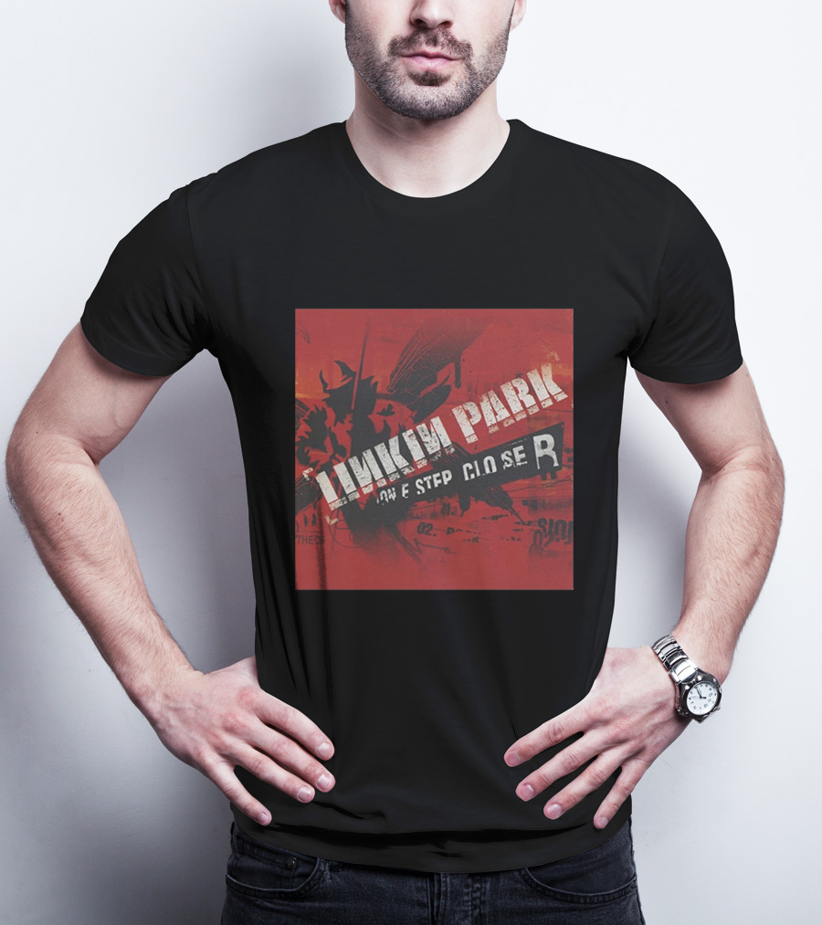 Linkin Park One Step Closer Single Red Grunge Background T-Shirt