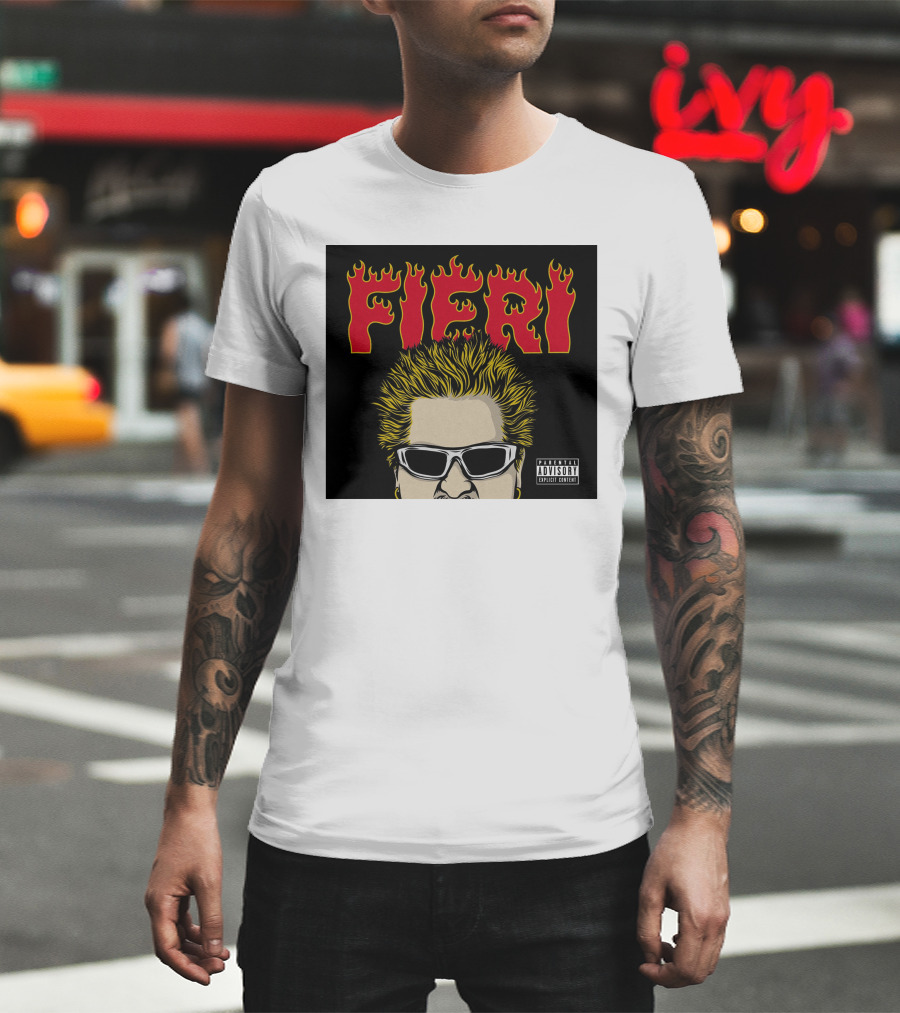 Fieri Flavortown Guyfieristore Merch Retro Flames Sunglasses T-Shirt