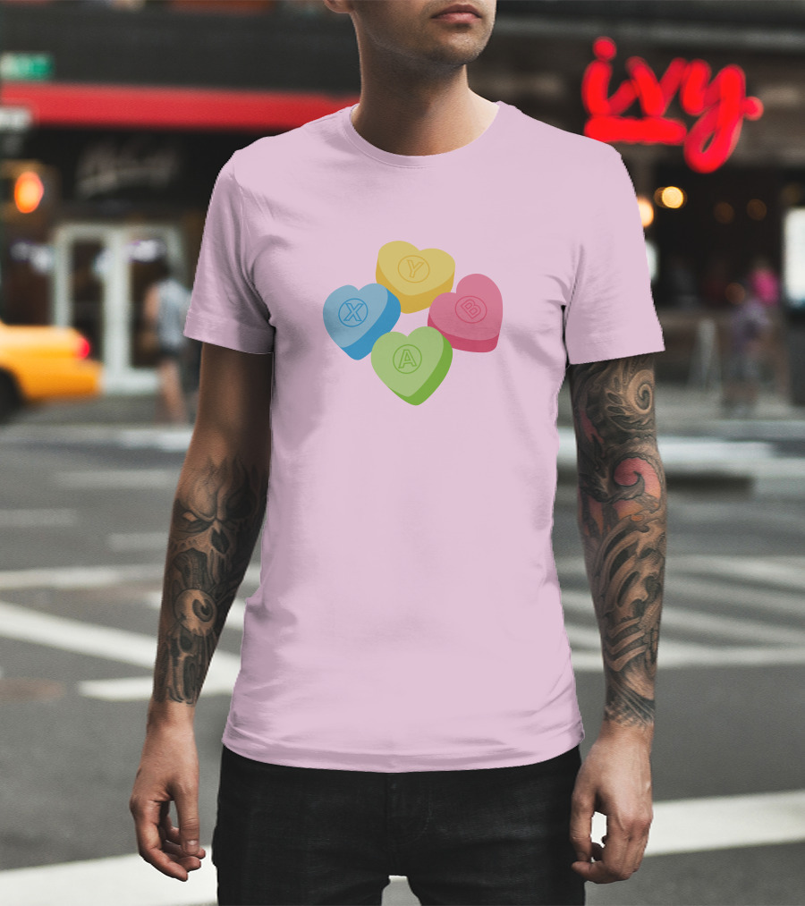 Valentine's Candy Hearts X Y A B T-Shirt
