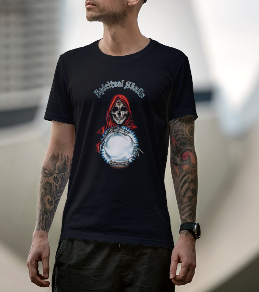 Spiritual Skulls Mystic Reaper With Crystal Ball T-Shirt