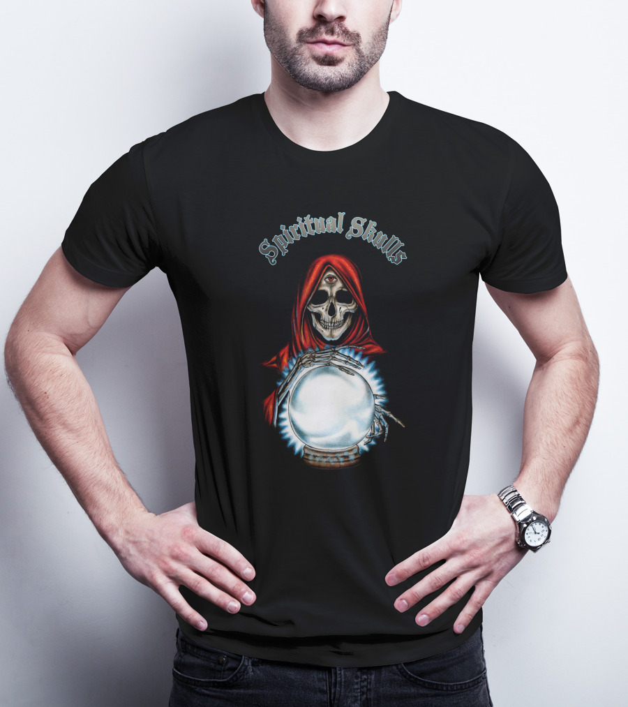 Spiritual Skulls Mystic Reaper With Crystal Ball T-Shirt