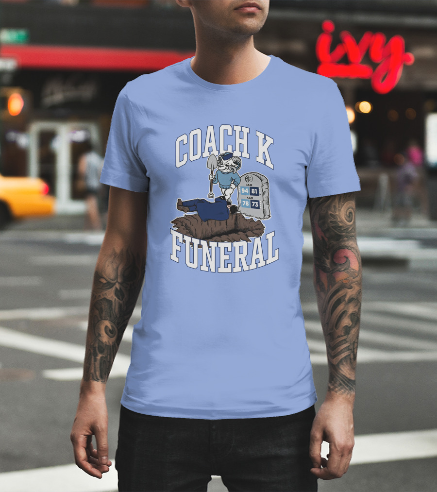Coach K Funeral Blue Devil Gravesite Shovel Tombstone Basketball Numbers T-Shirt