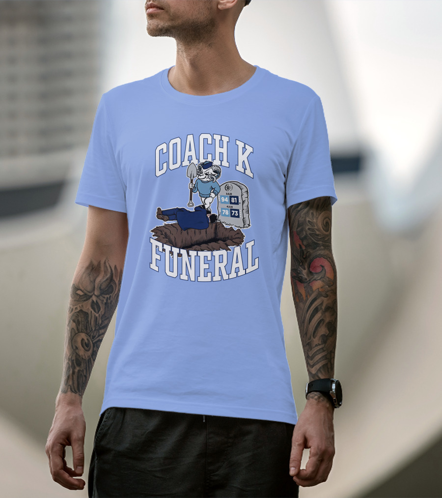 Coach K Funeral Blue Devil Gravesite Shovel Tombstone Basketball Numbers T-Shirt