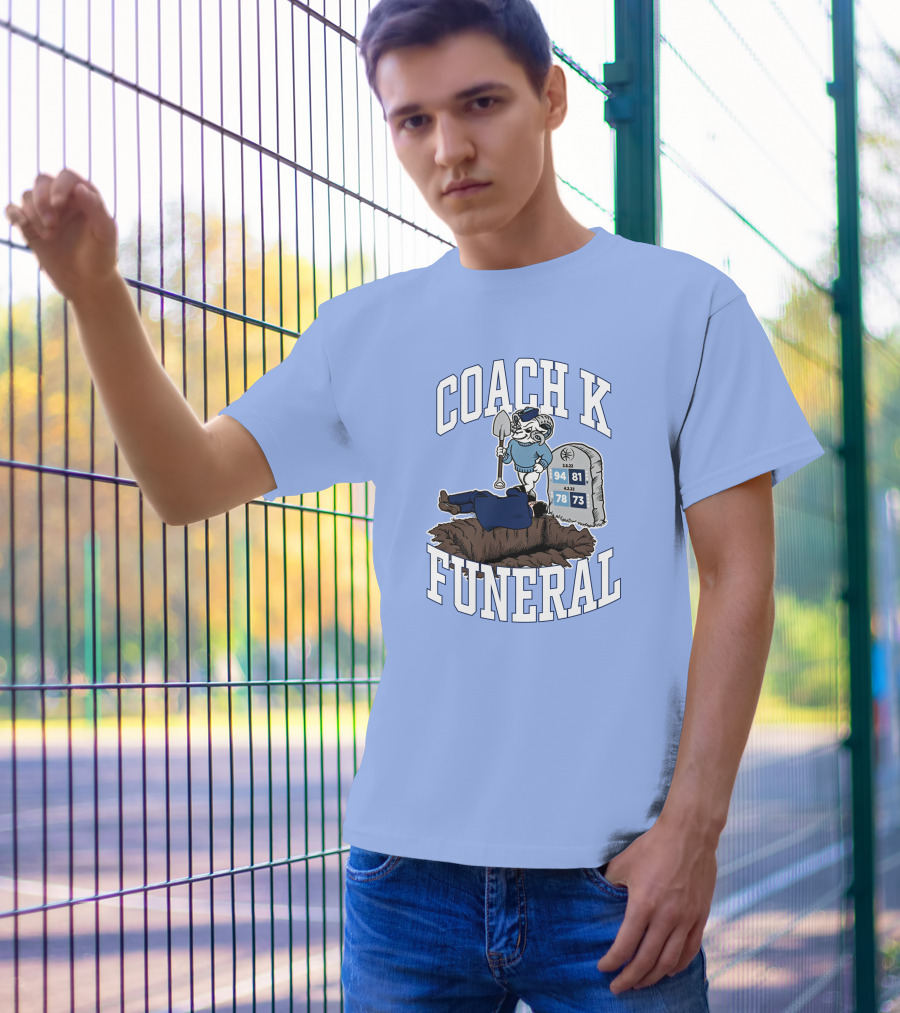 Coach K Funeral Blue Devil Gravesite Shovel Tombstone Basketball Numbers T-Shirt