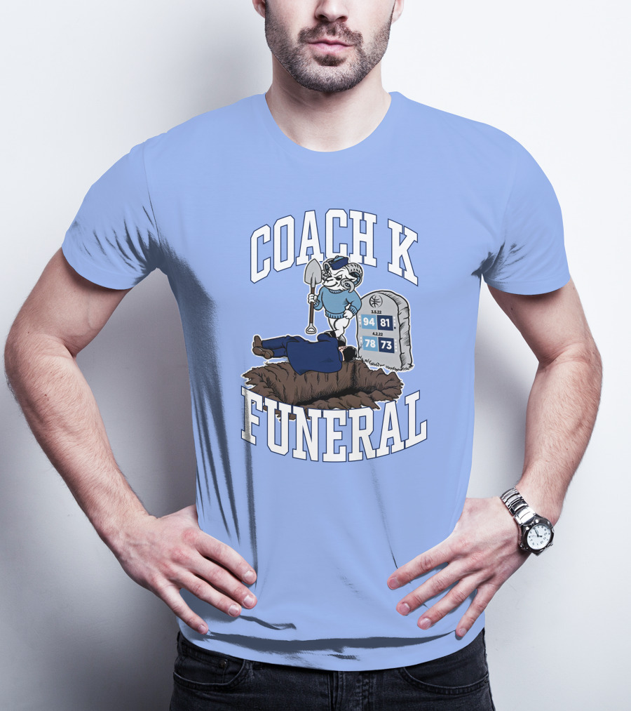 Coach K Funeral Blue Devil Gravesite Shovel Tombstone Basketball Numbers T-Shirt