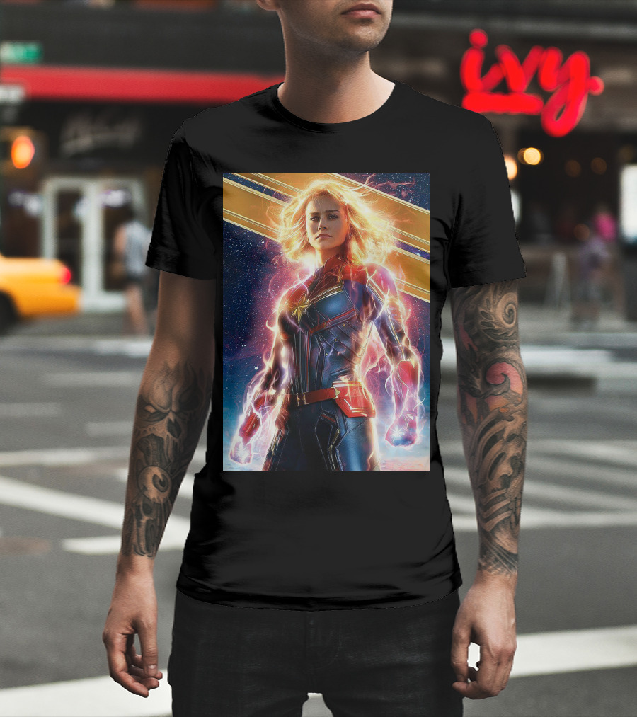 Captain Marvel Shining Heroic Power Cosmic Energy T-Shirt