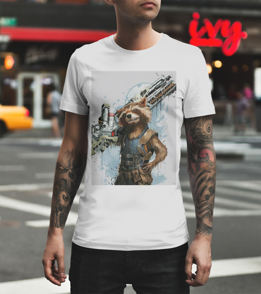 Rocket Raccoon Guardians Of The Galaxy Gun T-Shirt