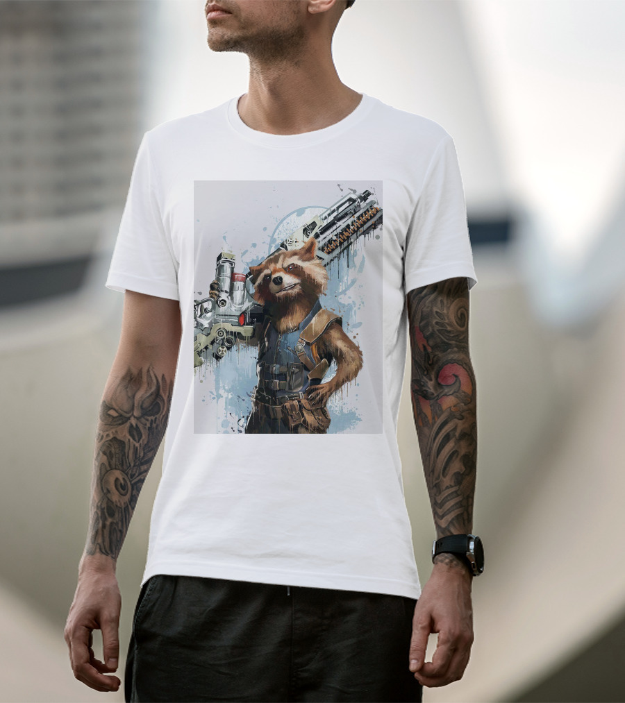 Rocket Raccoon Guardians Of The Galaxy Gun T-Shirt