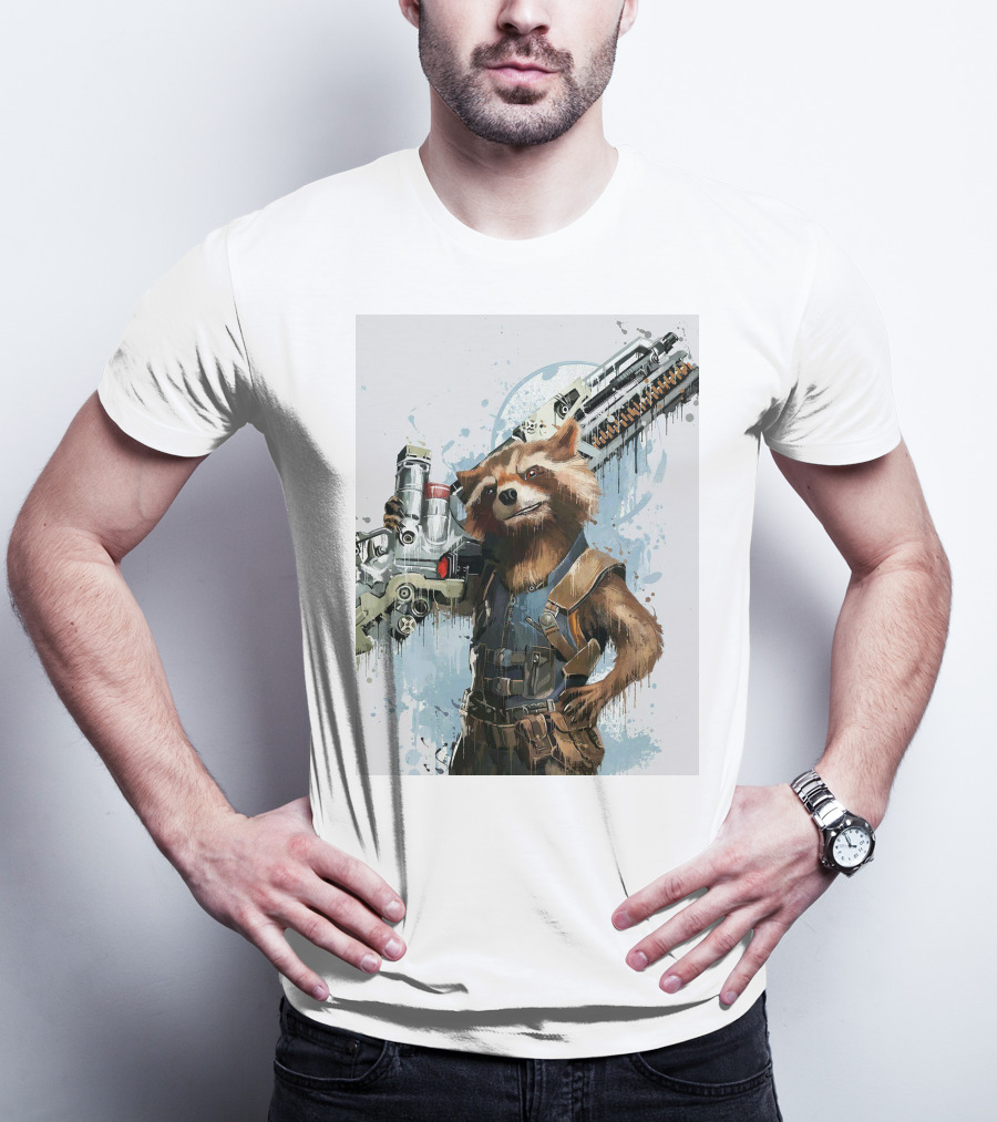 Rocket Raccoon Guardians Of The Galaxy Gun T-Shirt