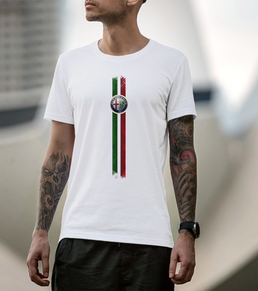 Alfa Romeo Logo With Italian Stripes T-Shirt