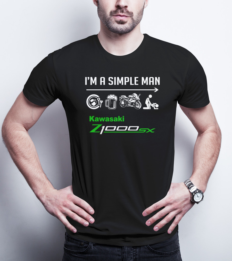 Kawasaki Z1000sx I'm A Simple Man Motorcycle Beer Maintenance T-Shirt