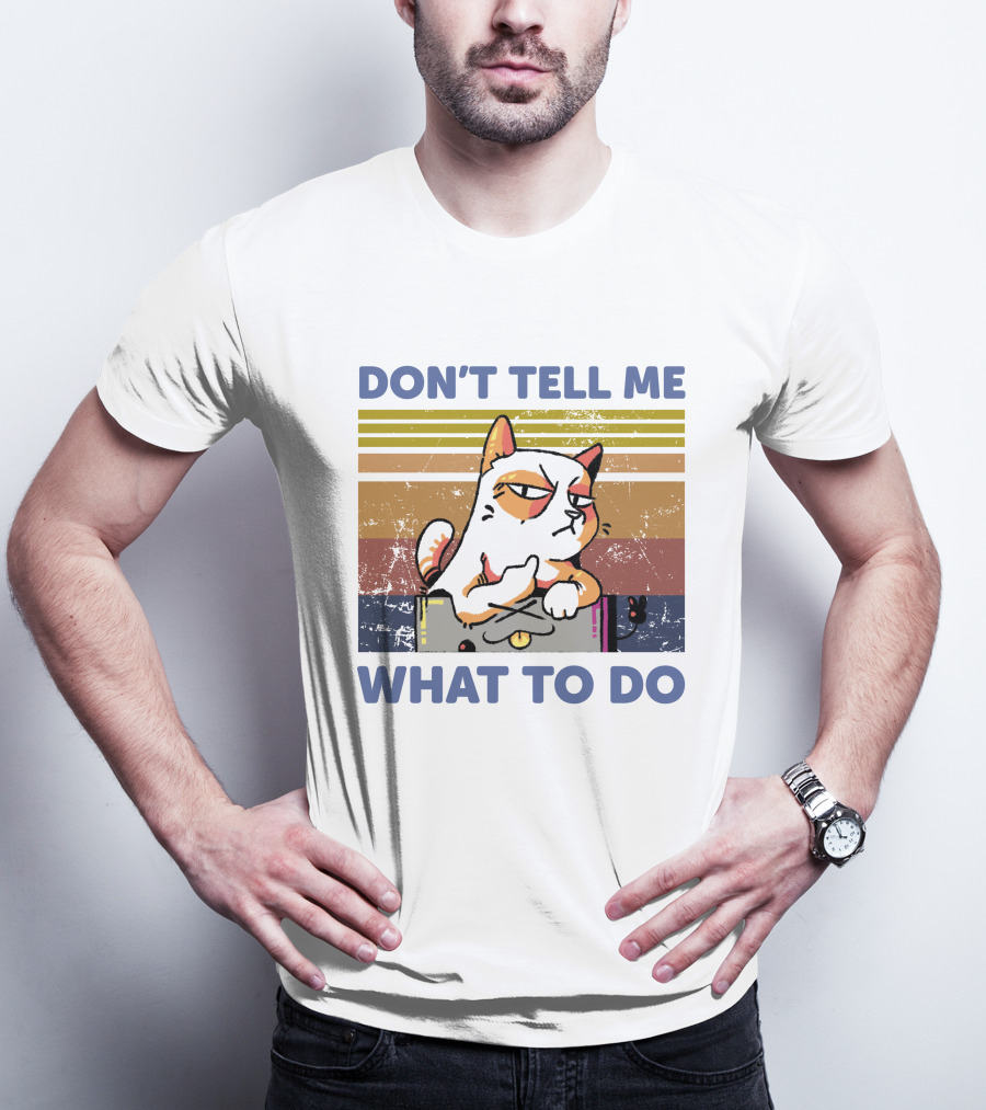 DON'T TELL ME WHAT TO DO Retro Cat Stripes T-Shirt