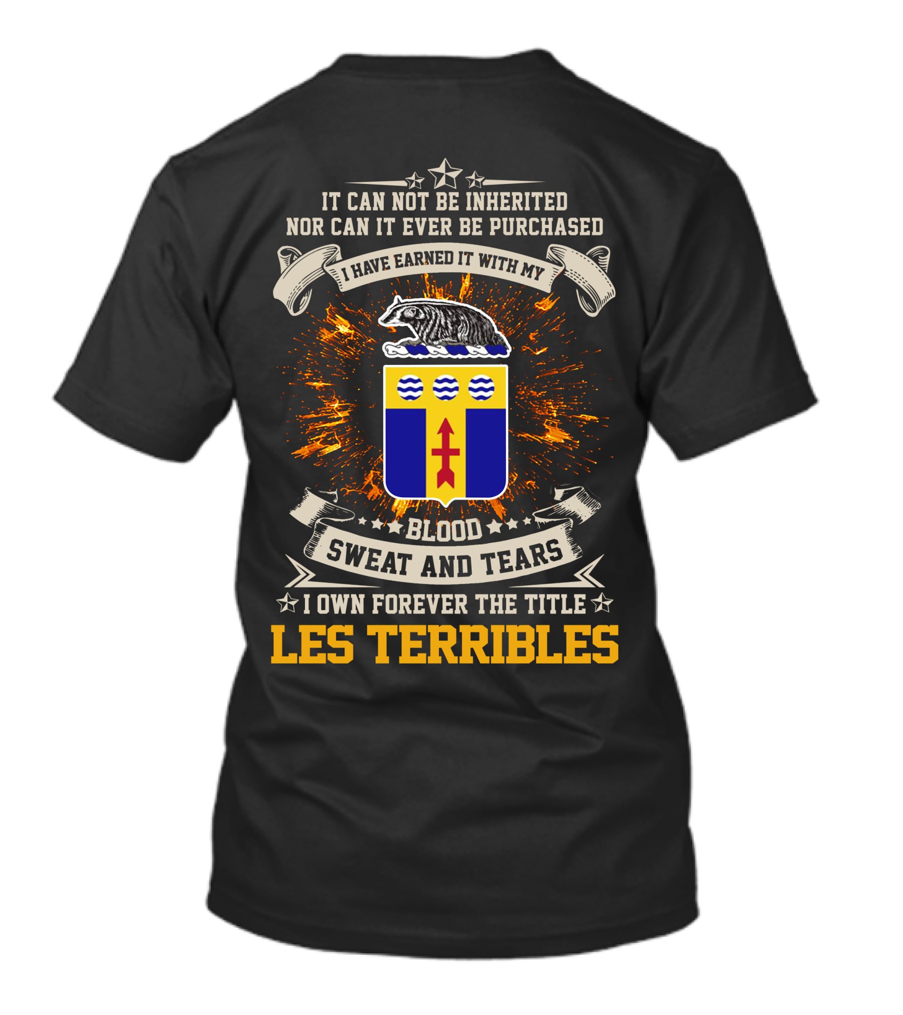128Th Infantry Regiment Blood Sweat And Tears Les Terribles T-Shirt