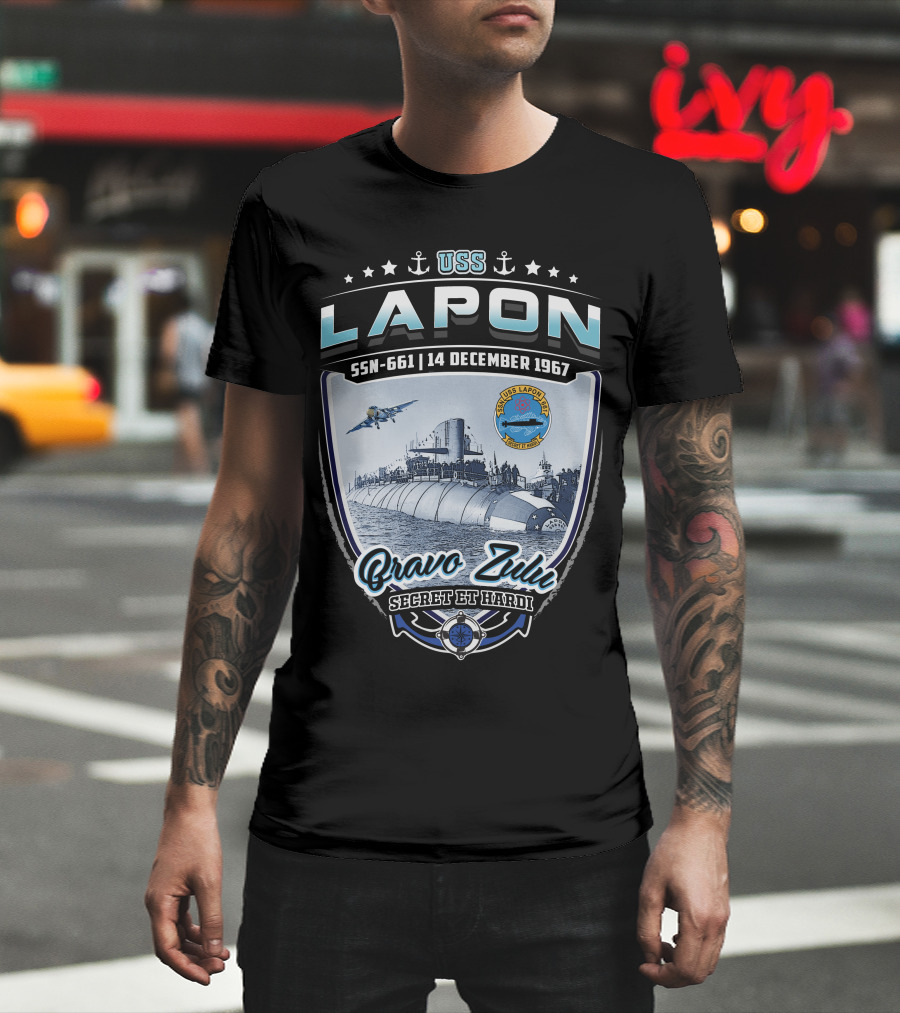 Uss Lapon Ssn-661 Bravo Zulu Secret Et Hardi 14 December 1967 T-Shirt