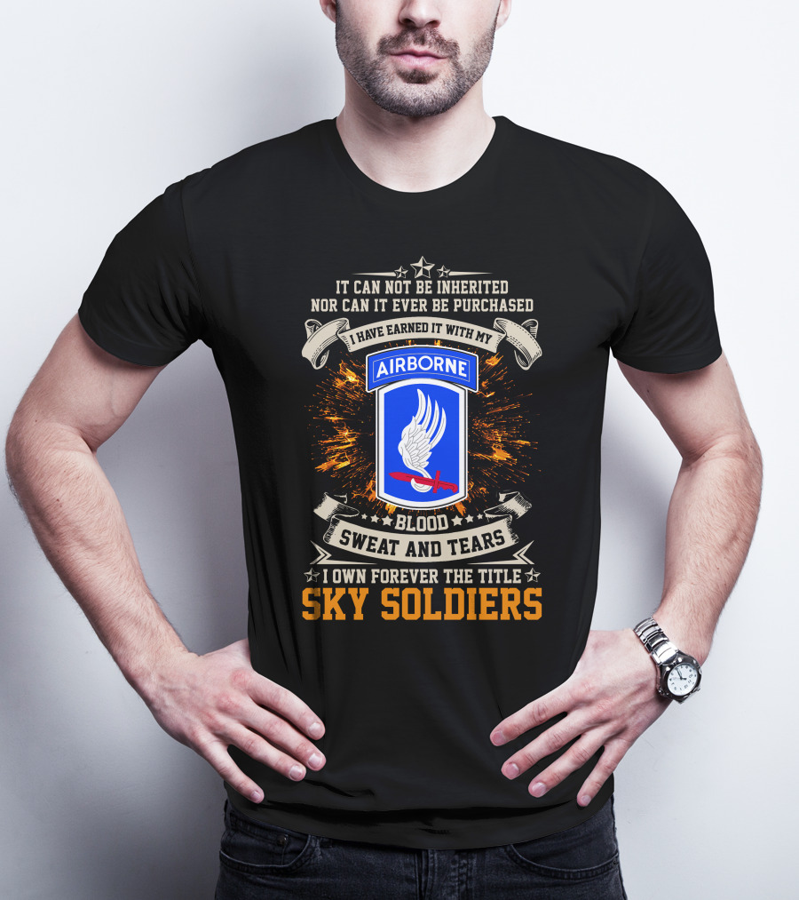 173rd Airborne Brigade Sky Soldiers Blood Sweat And Tears Badge T-Shirt