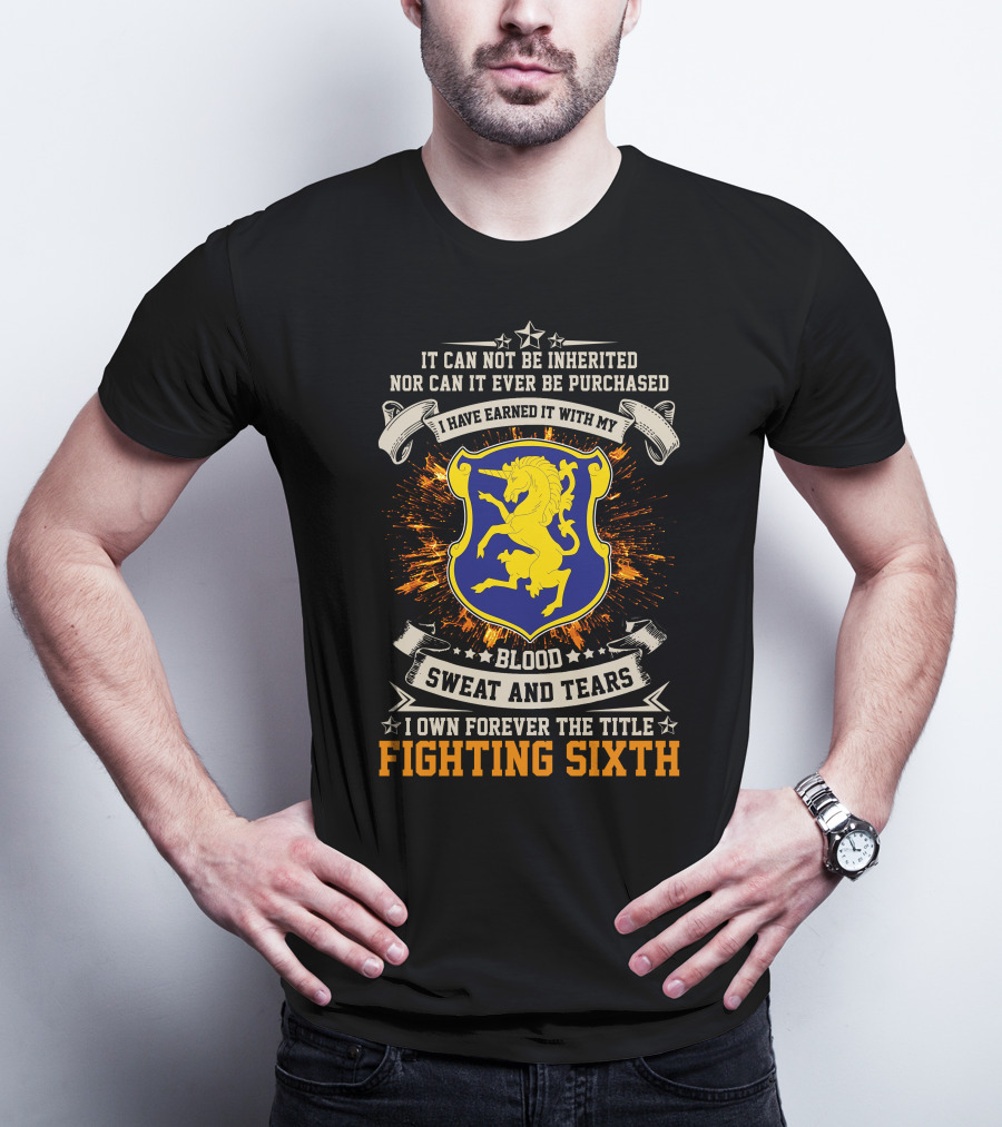 6th Cavalry Regiment Blood Sweat Tears Fighting Sixth Crest T-Shirt