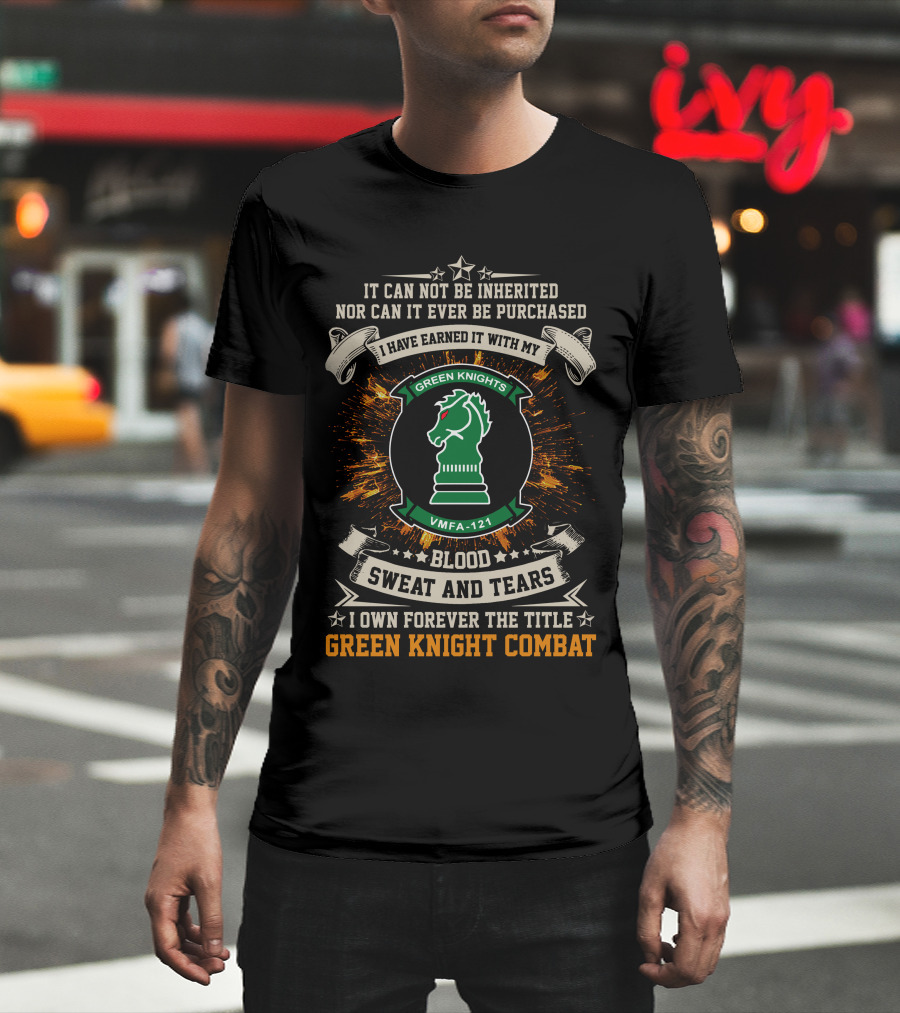 VMFA 121 Blood Sweat And Tears Green Knight Combat T-Shirt
