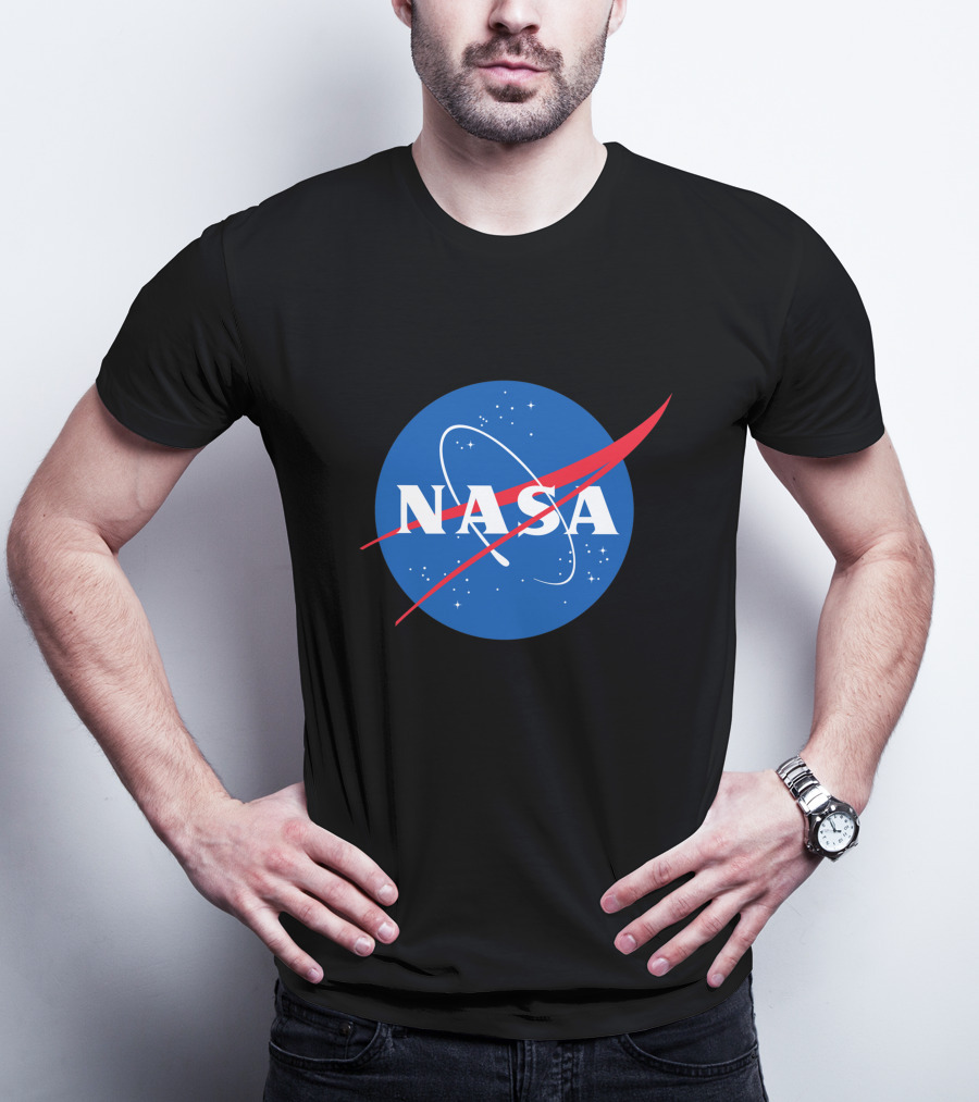 NASA Vector Emblem With Red Chevron On Blue Astronaut T-Shirt