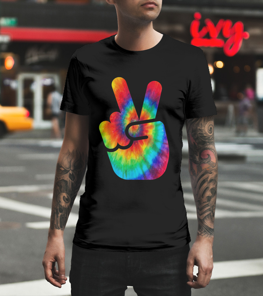 Peace Sign Rainbow Tie Dye Vibe T-Shirt