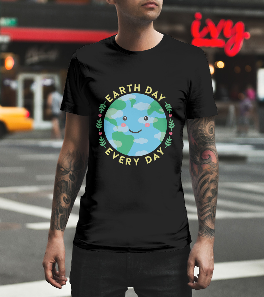 Earth Day Every Day Cute Kawaii Planet Love The Environment T-Shirt
