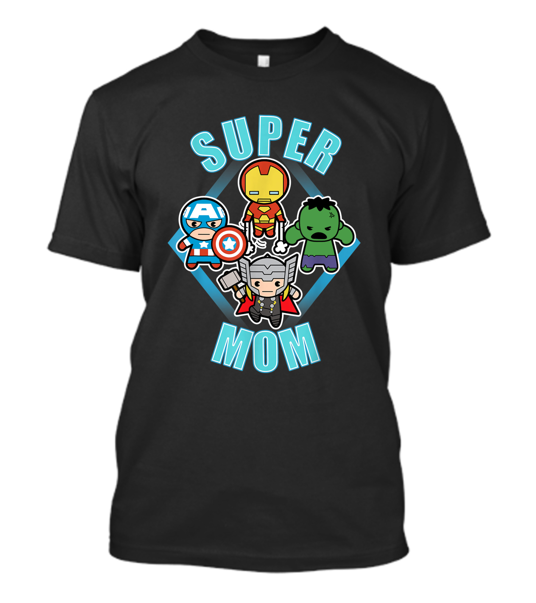 Marvel Super Mom Kawaii Team Captain America Iron Man Thor Hulk T-Shirt