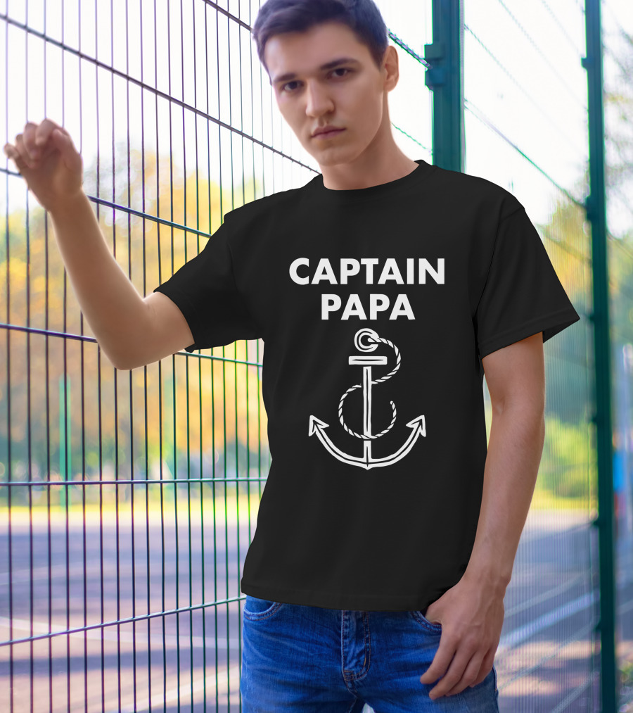 Captain Papa Boating Sailing Anchor T-Shirt