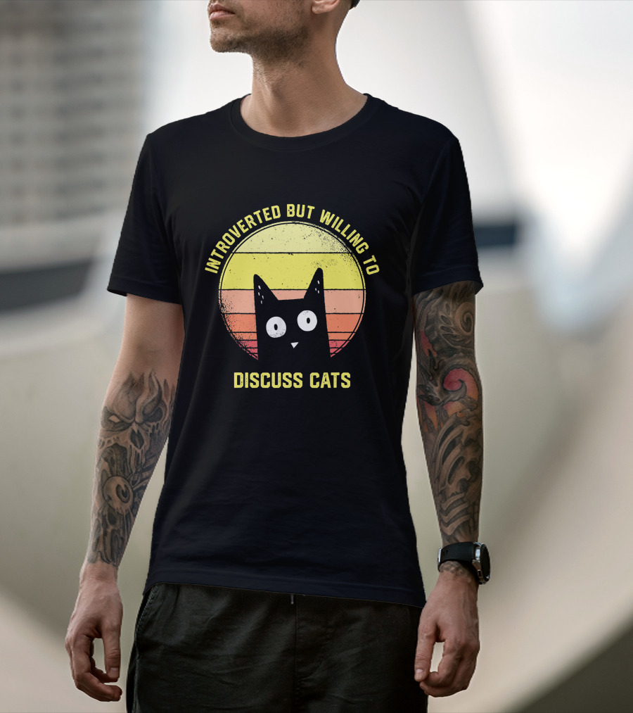 Introverted But Willing To Discuss Cats Retro Vintage Style Cat Lover T-Shirt