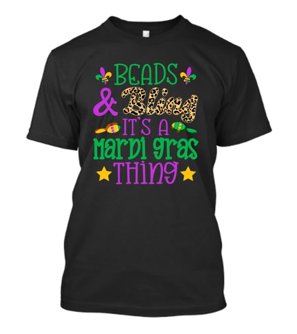 Beads And Bling It's A Mardi Gras Thing Fleur-de-Lis Stars And Maracas T-Shirt