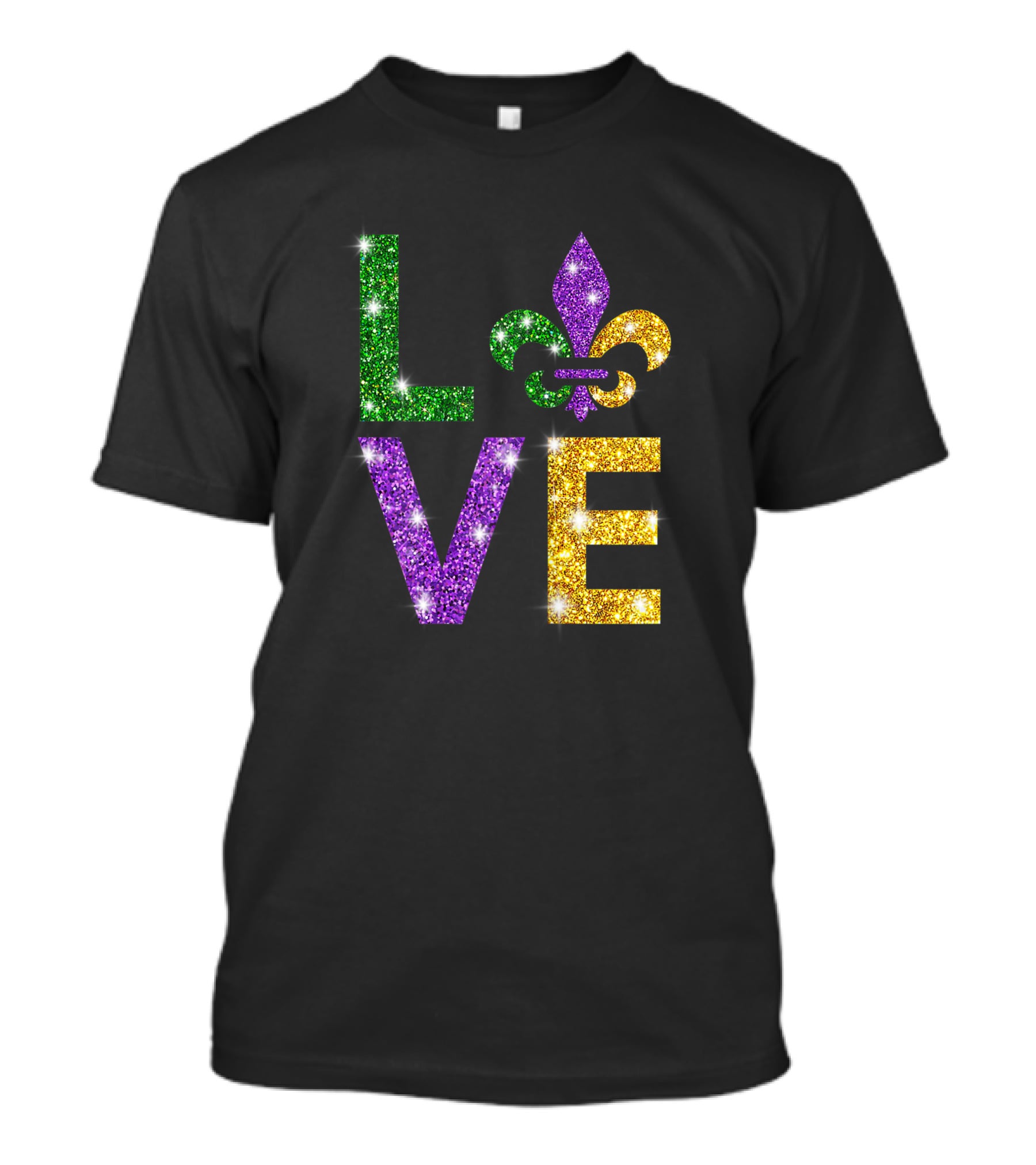 I Love Mardi Gras Fleur-de-Lis Glitter Celebration T-Shirt